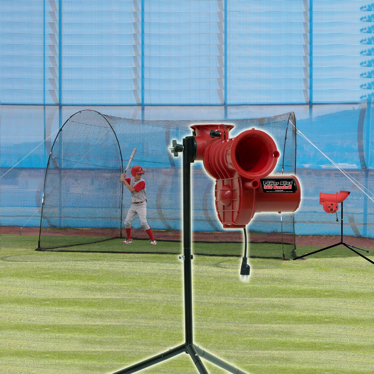 Heater Sports Power Alley Lite 360 Baseball Pitching Machine & 12 Ft ...